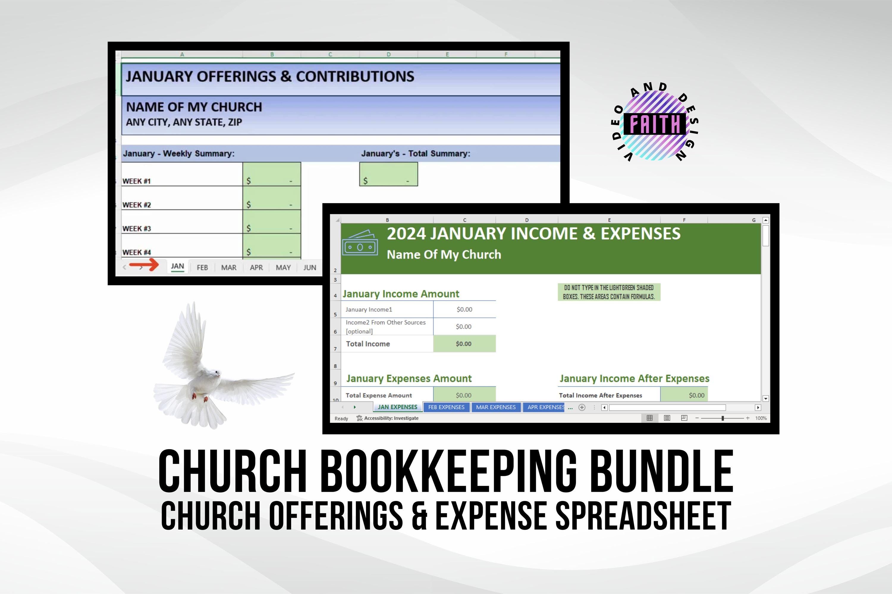 Church Bookkeeping Excel Spreadsheet Bundle: Financial Management ...