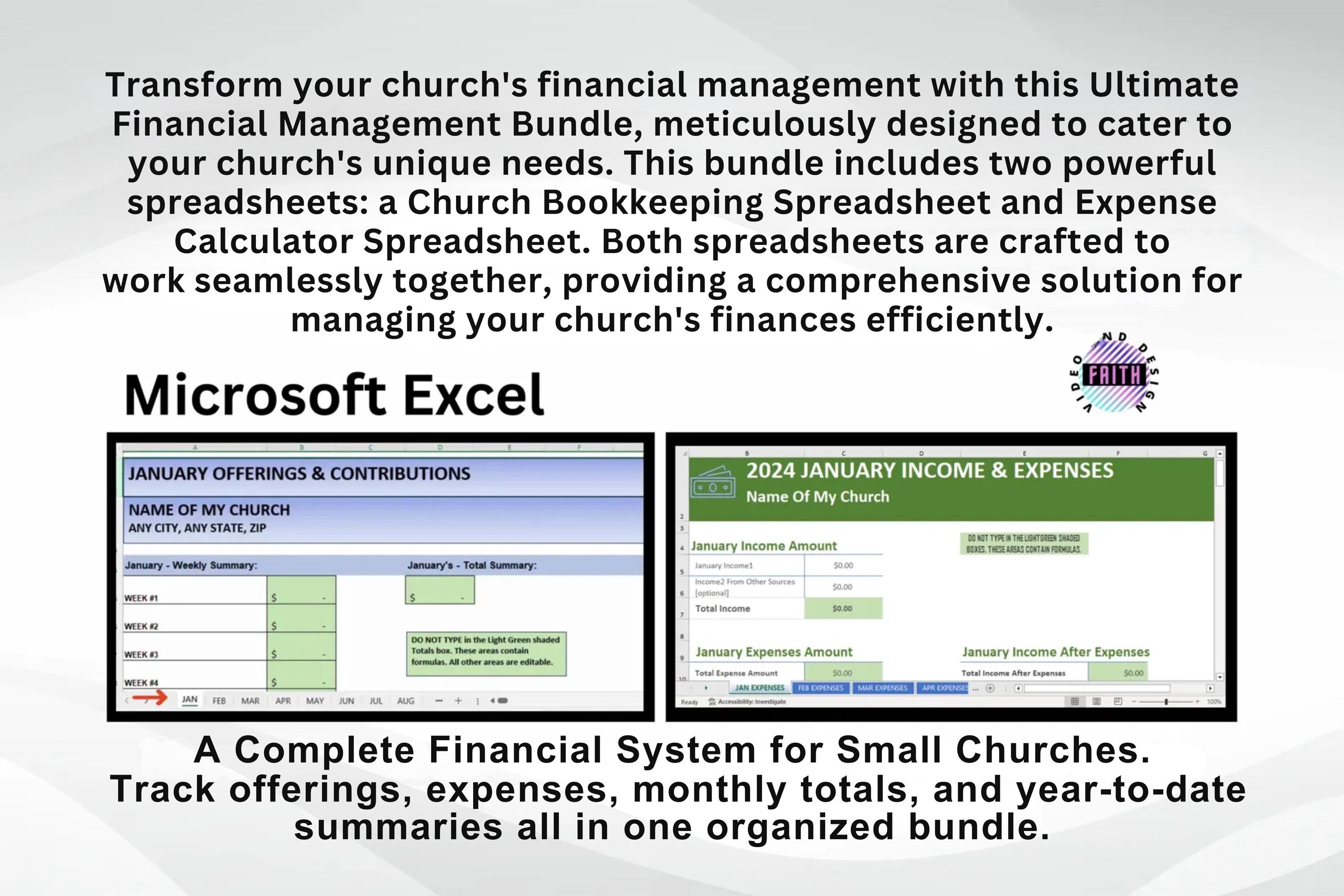 Church Bookkeeping System | Excel Spreadsheet Bundle: Financial ...
