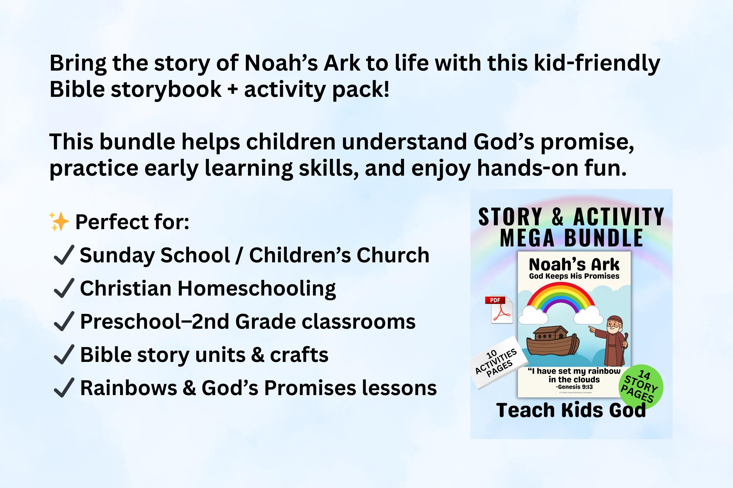Noah's Ark Story & Activity Bundle | Bible Lessons, Coloring Pages ...