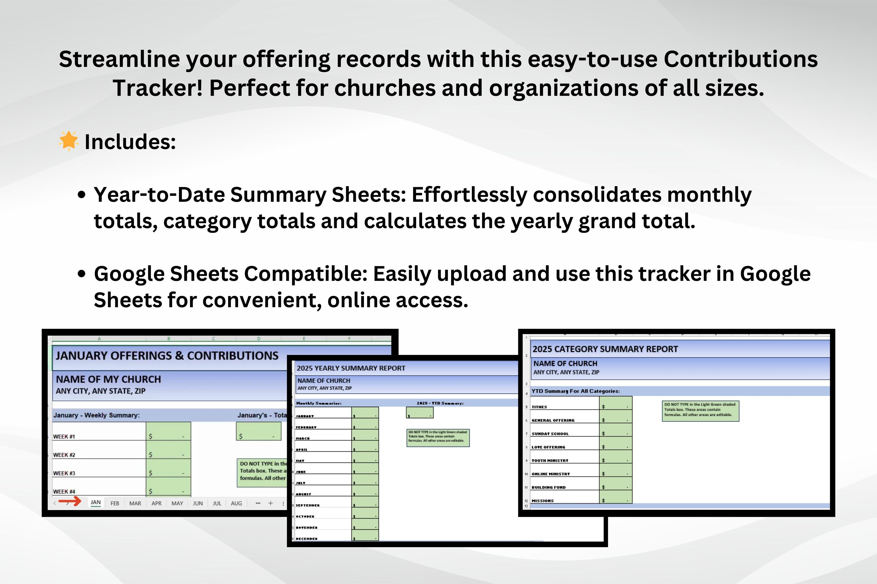 Church Bookkeeping Spreadsheet | Editable Church Financial Management ...