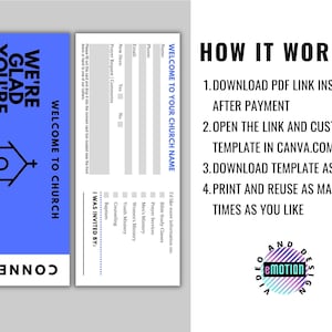 Editable Church Connect Card Template: Visitor Welcome & Prayer (canva ...