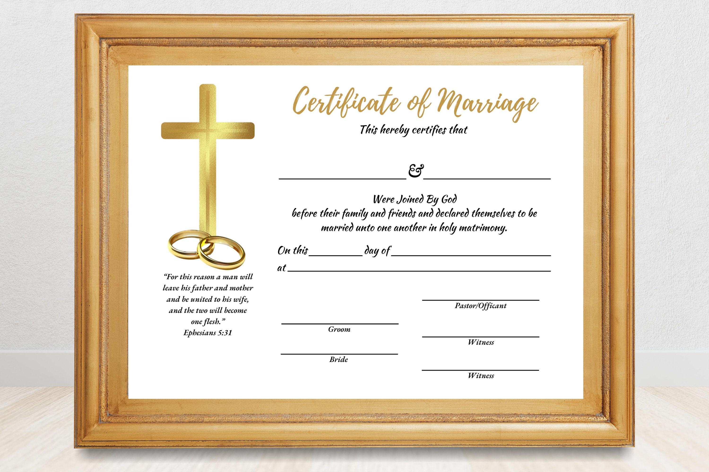 Editable Marriage Certificate Template Printable Gold Wedding Editable Marriage Certificate Template Printable Gold Wedding