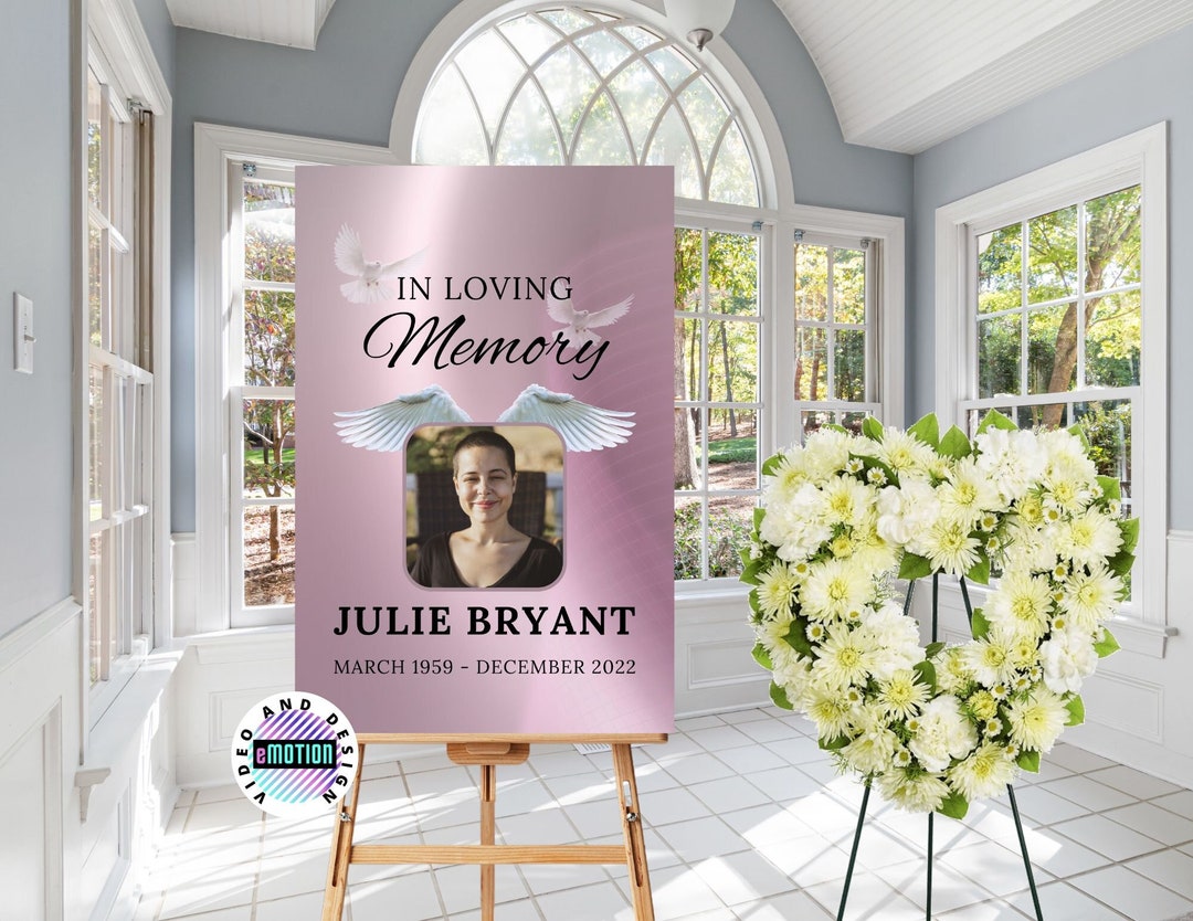 Wings Funeral Welcome Sign Template, Editable Memorial Service Poster ...
