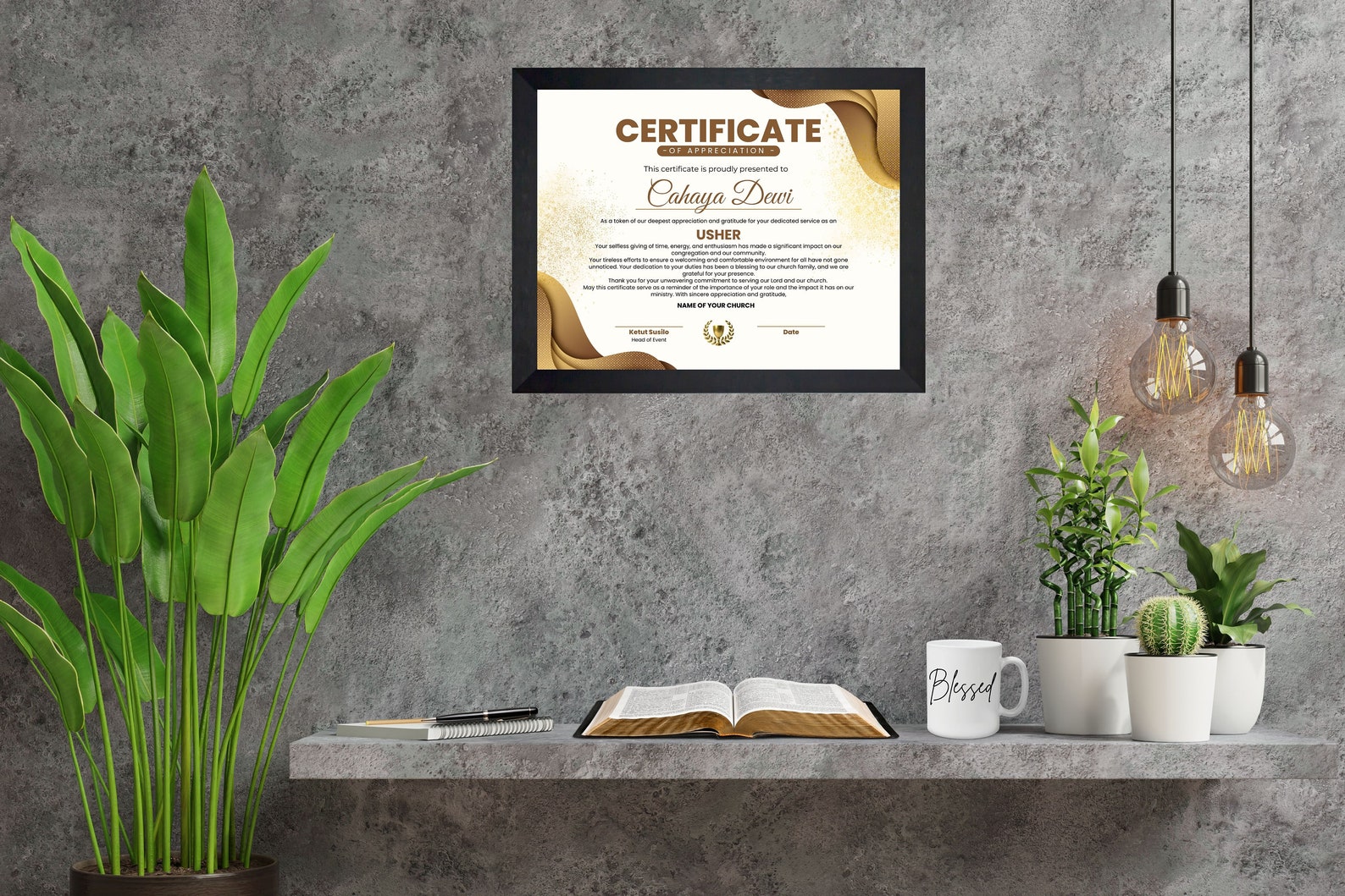 Customizable Usher Appreciation Certificate | Church Recognition Award ...