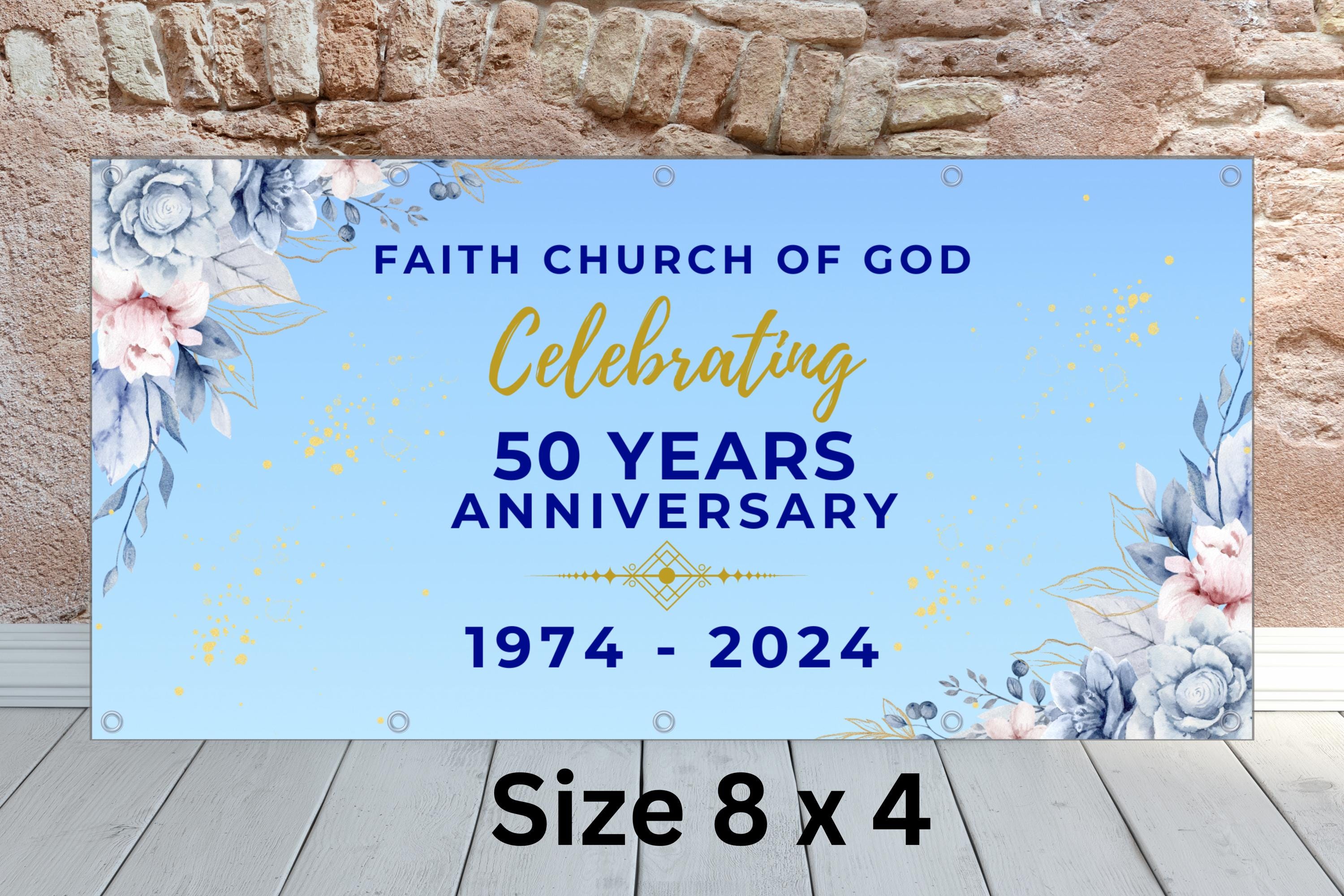 Editable Floral Church Anniversary Banner Template | Church Celebration ...