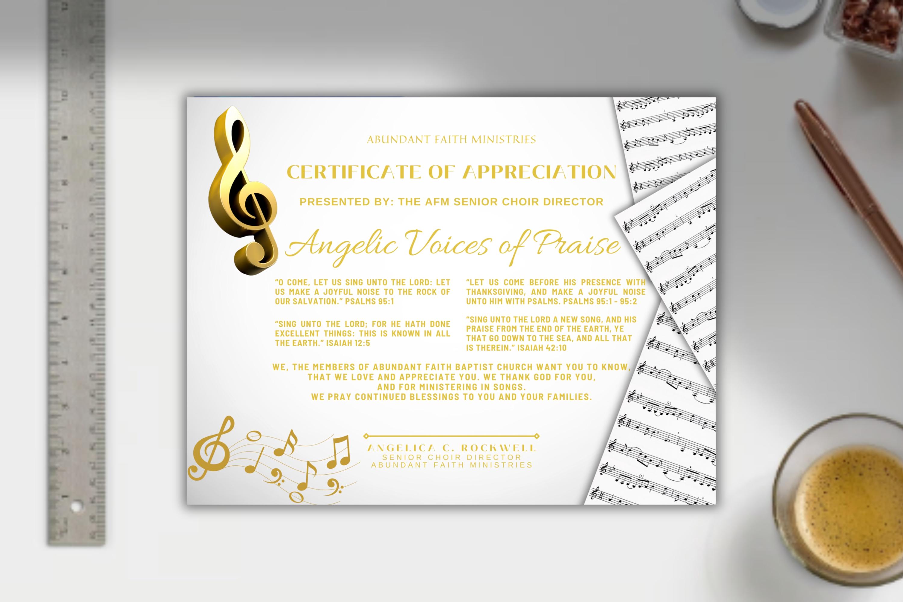 Editable Church Choir Certificate of Appreciation Template (canva) - Etsy