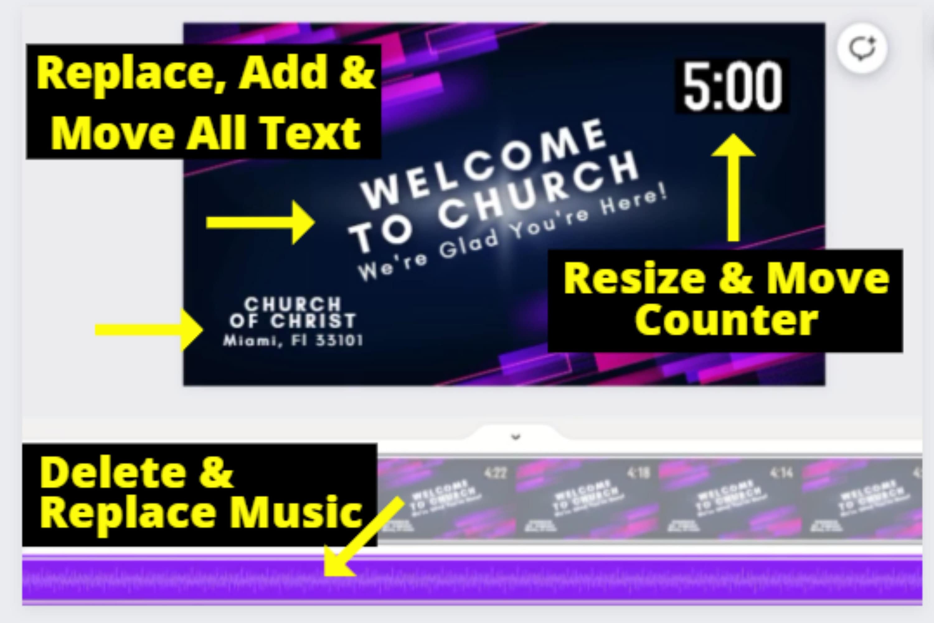 Editable Countdown Intro for Church Services With Music, Facebook, Zoom ...