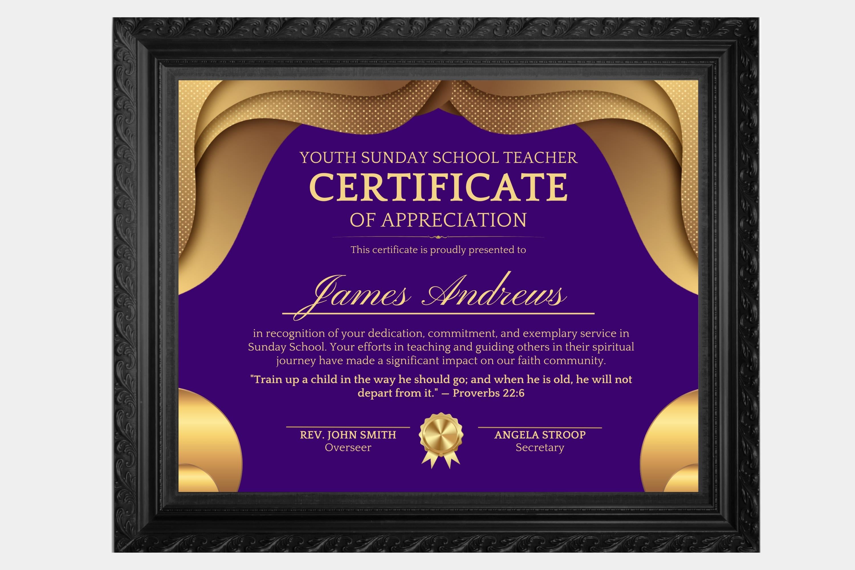 Elegant Sunday School Certificate of Appreciation Templates | Editable ...