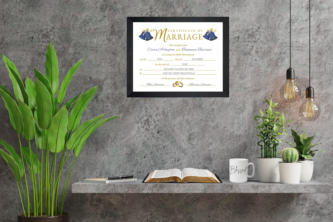 Editable Marriage Certificate Template Wedding Bells - Etsy