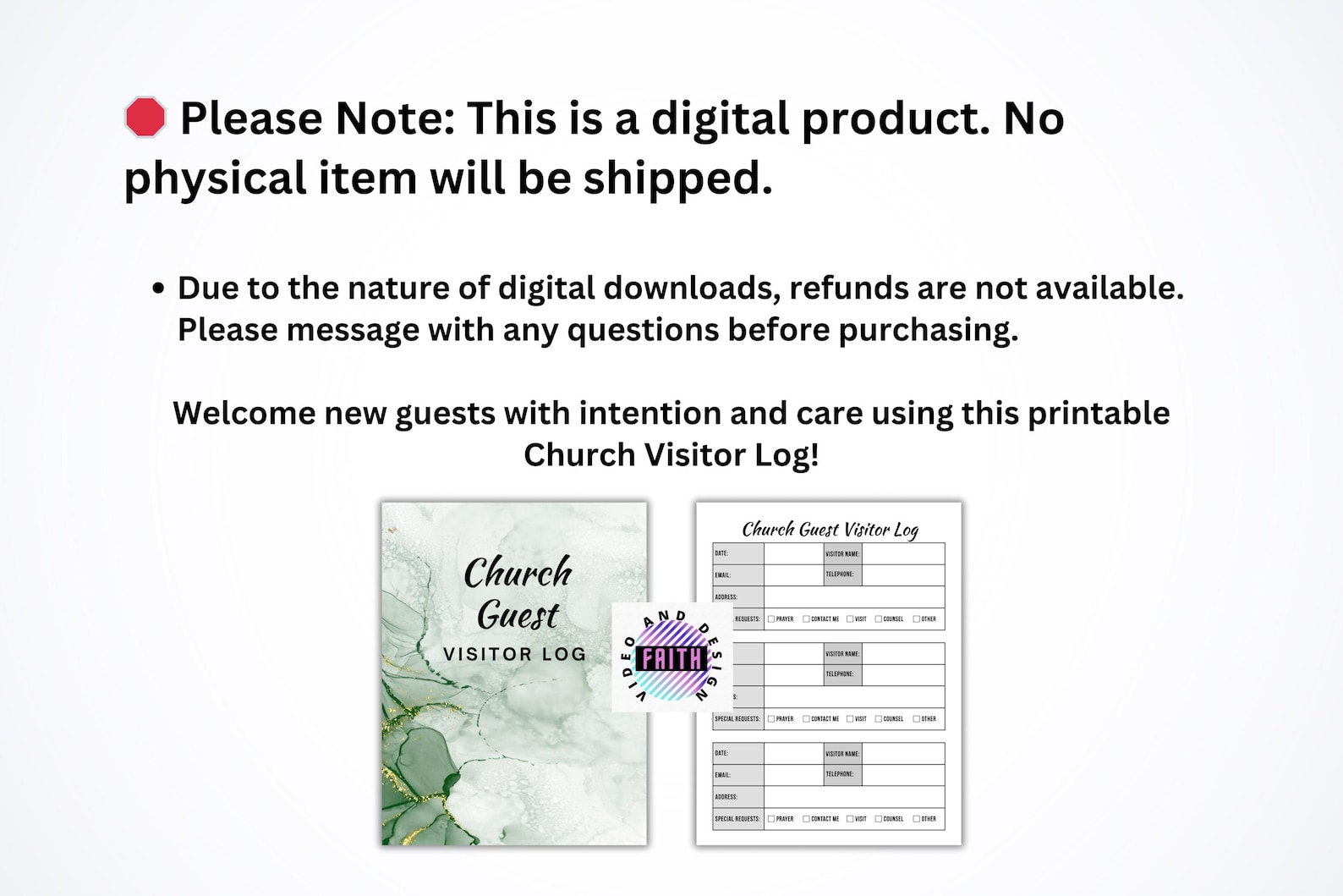 Printable Church Visitor Log: Guest Contact Form (PDF Download) - Etsy