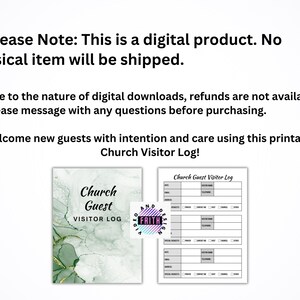Printable Church Visitor Log: Guest Contact Form (PDF Download) - Etsy