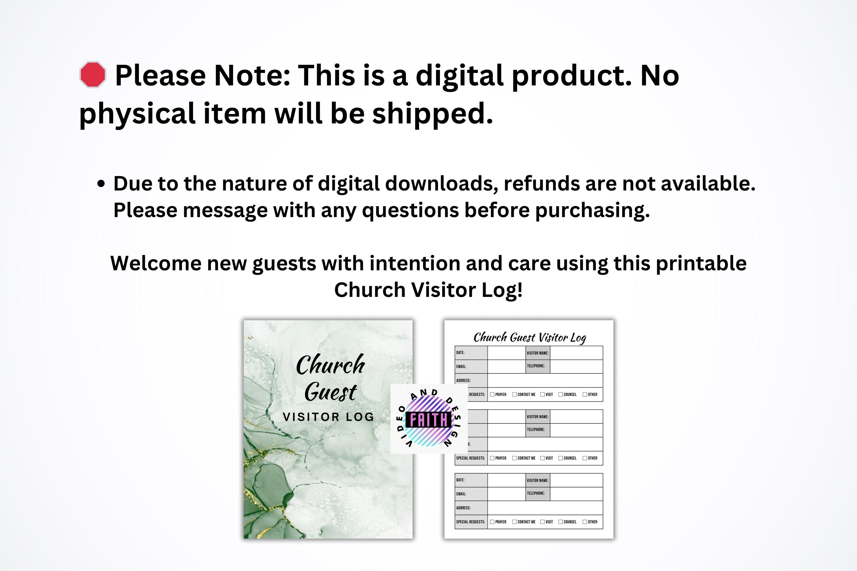 Printable Church Visitor Log: Guest Contact Form (PDF Download) - Etsy