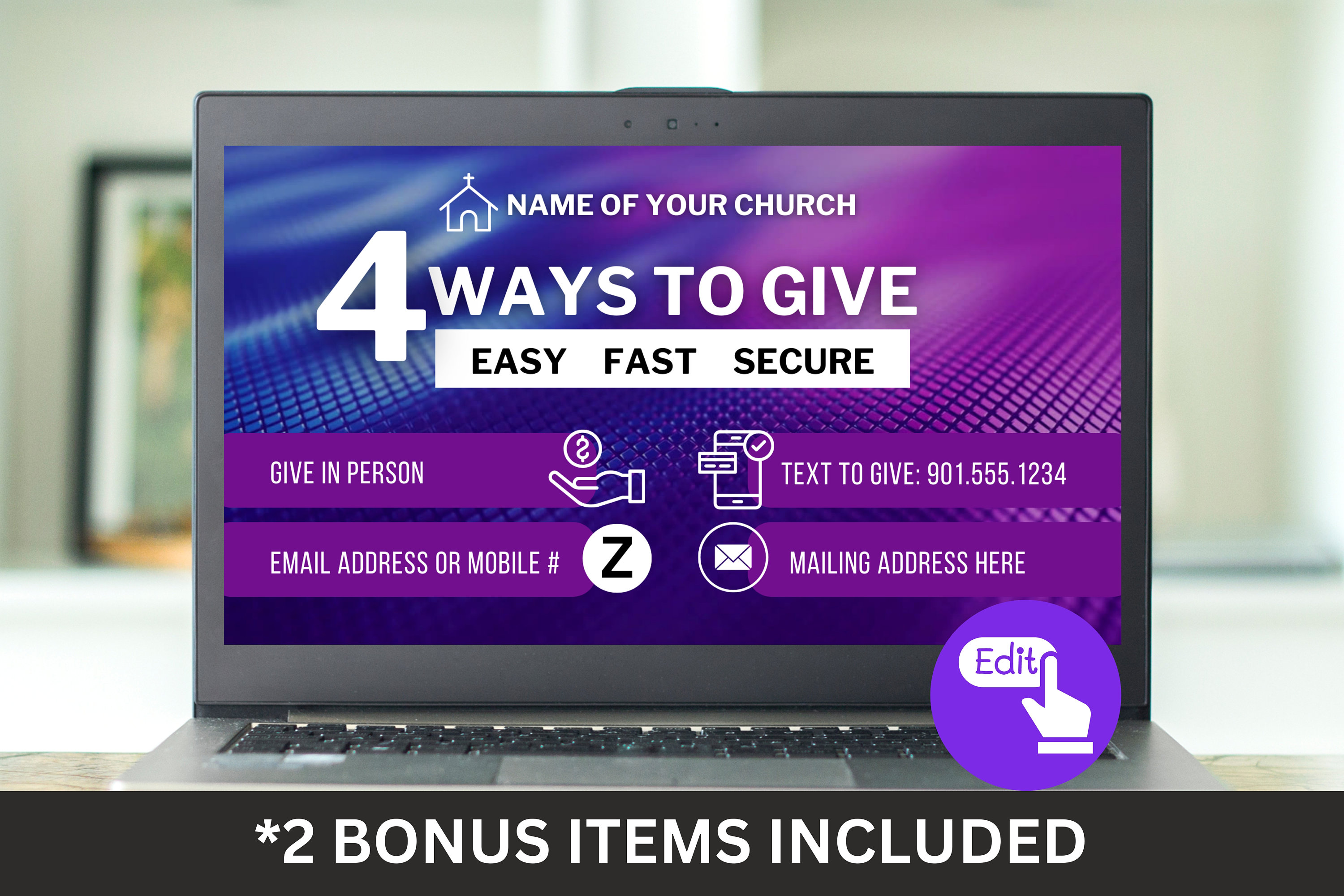 Editable Church Offering Motion Graphic 5-minute Loopable Giving Guide Multiple Donation Methods ...