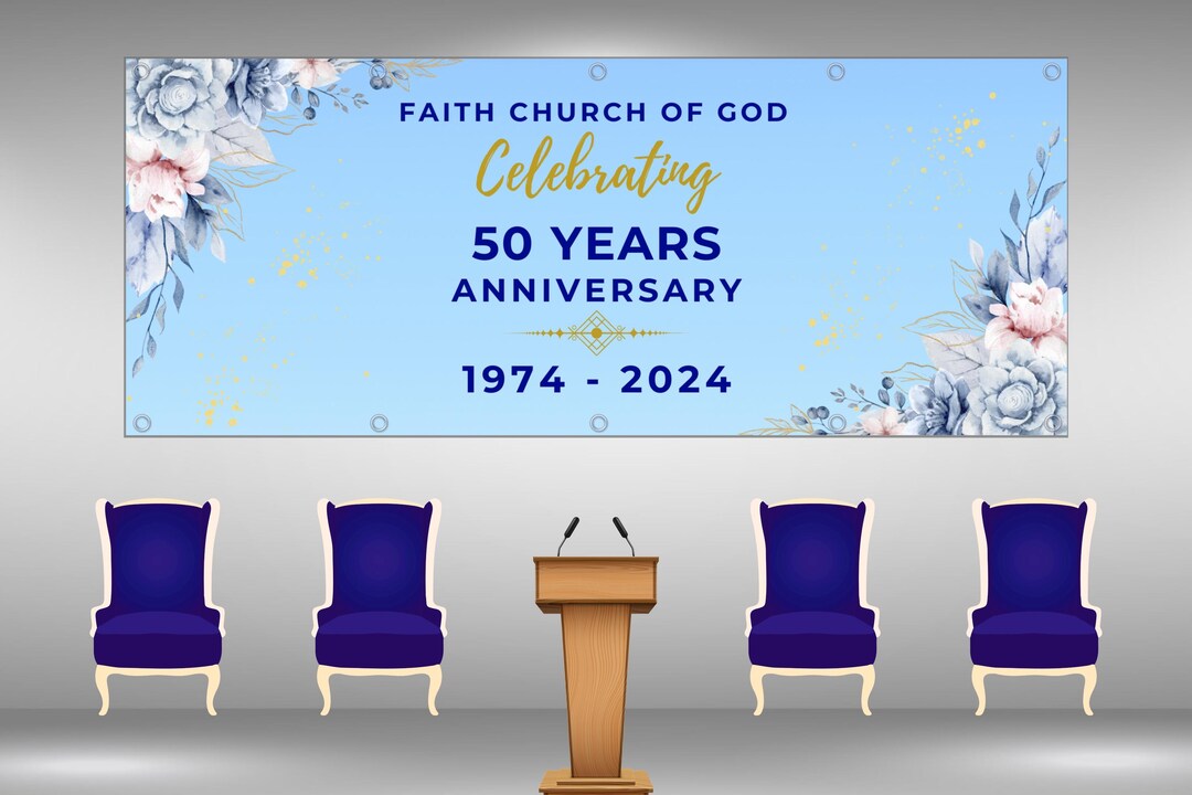 Floral Church Anniversary Banner Template: Customizable Canva Wall Art ...
