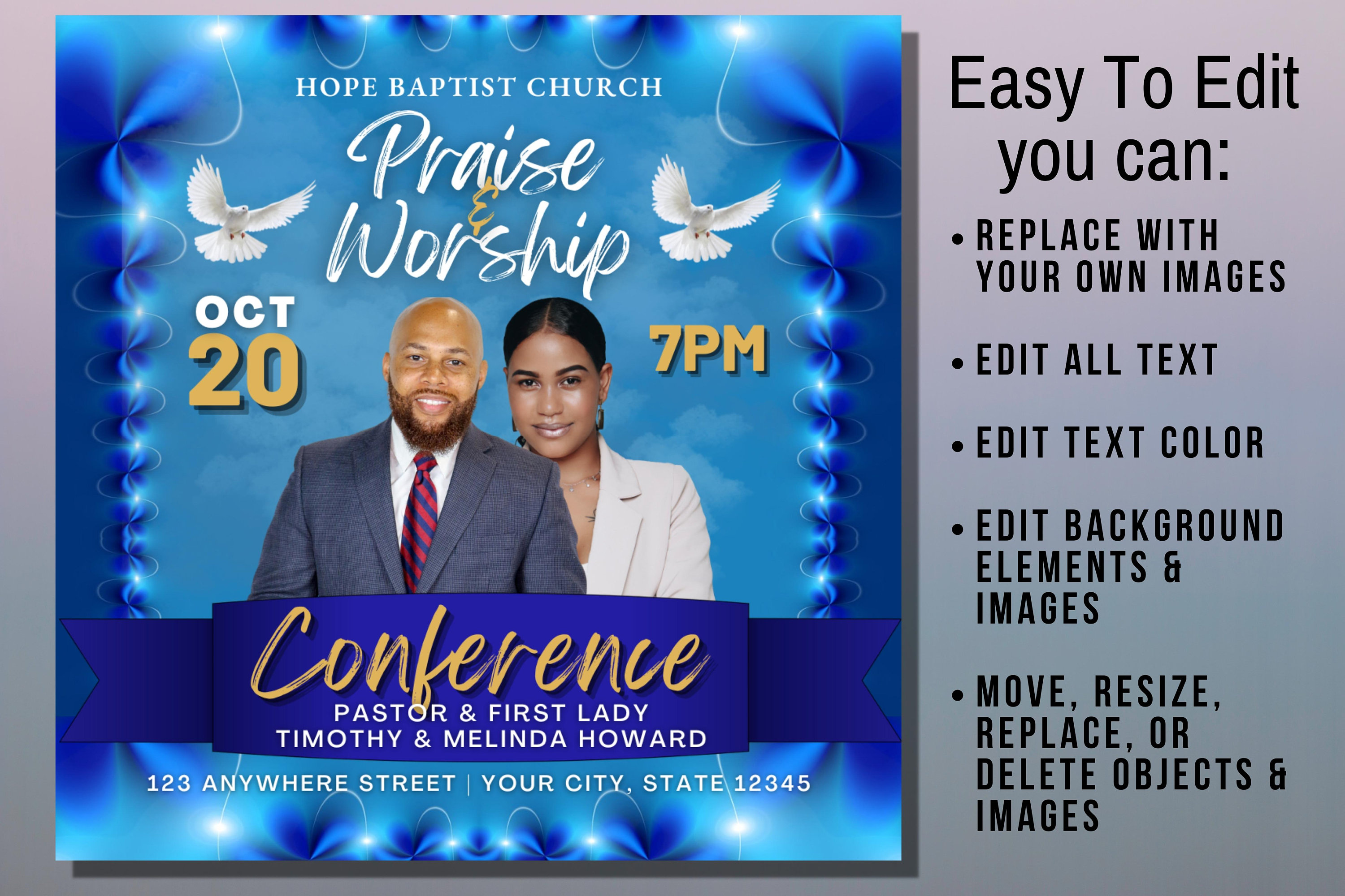 Editable Church Social Media Flyer for Instagram, Praise and Worship ...