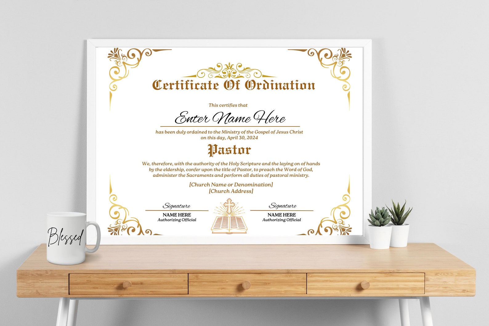 Editable Pastor Ordination Certificate Template (digital Download) - Etsy