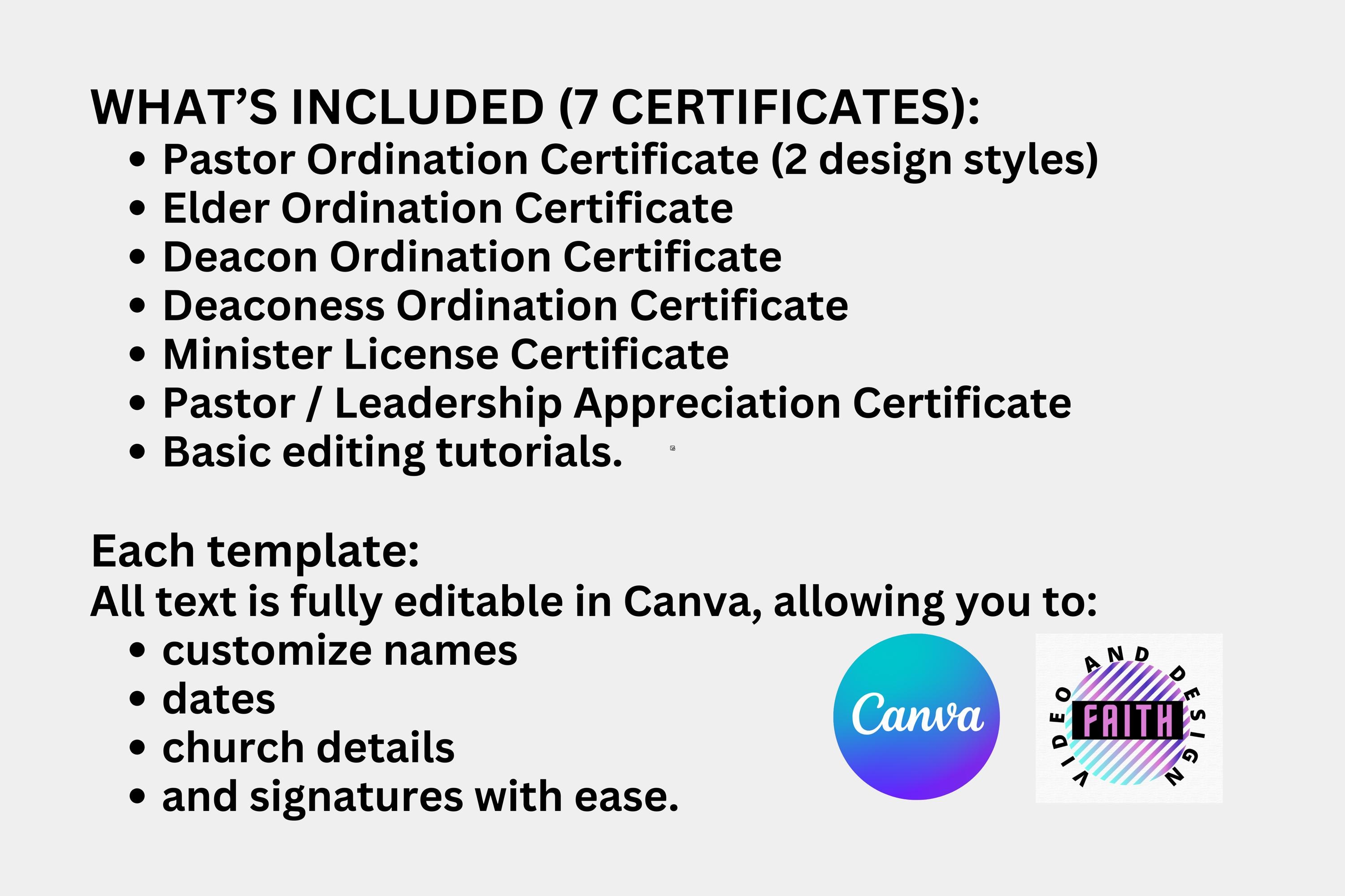 Church Leadership & Ordination Certificate Bundle | Pastor, Elder ...