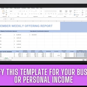 Church Offering Tracker: Weekly Contribution Excel Template (digital ...