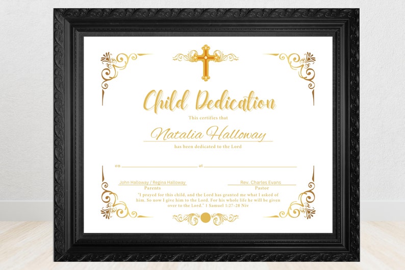 Child Dedication Certificate: Religious Award Template (canva Template ...