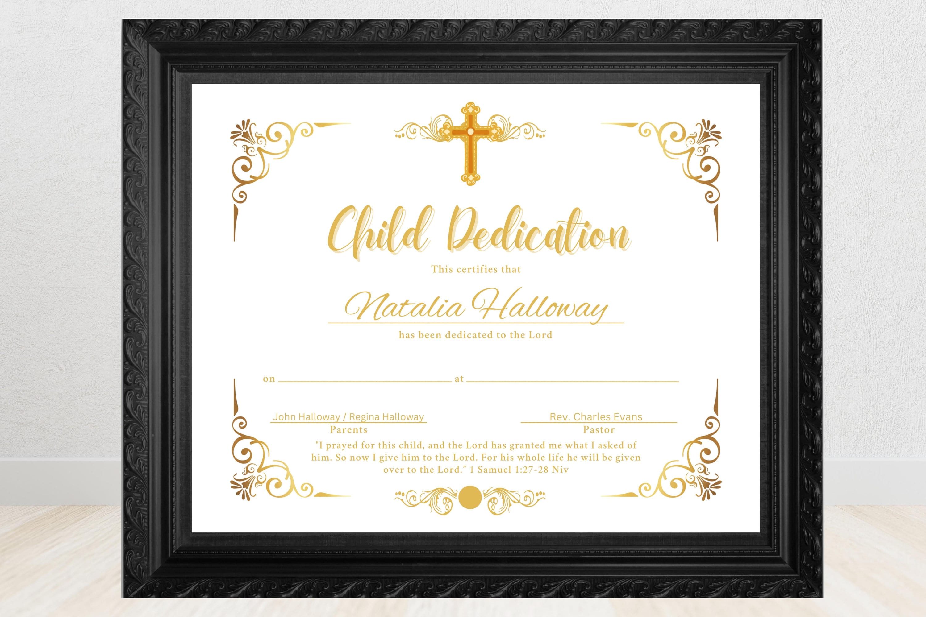 Child Dedication Religious Certificate, Digital Award Template With ...