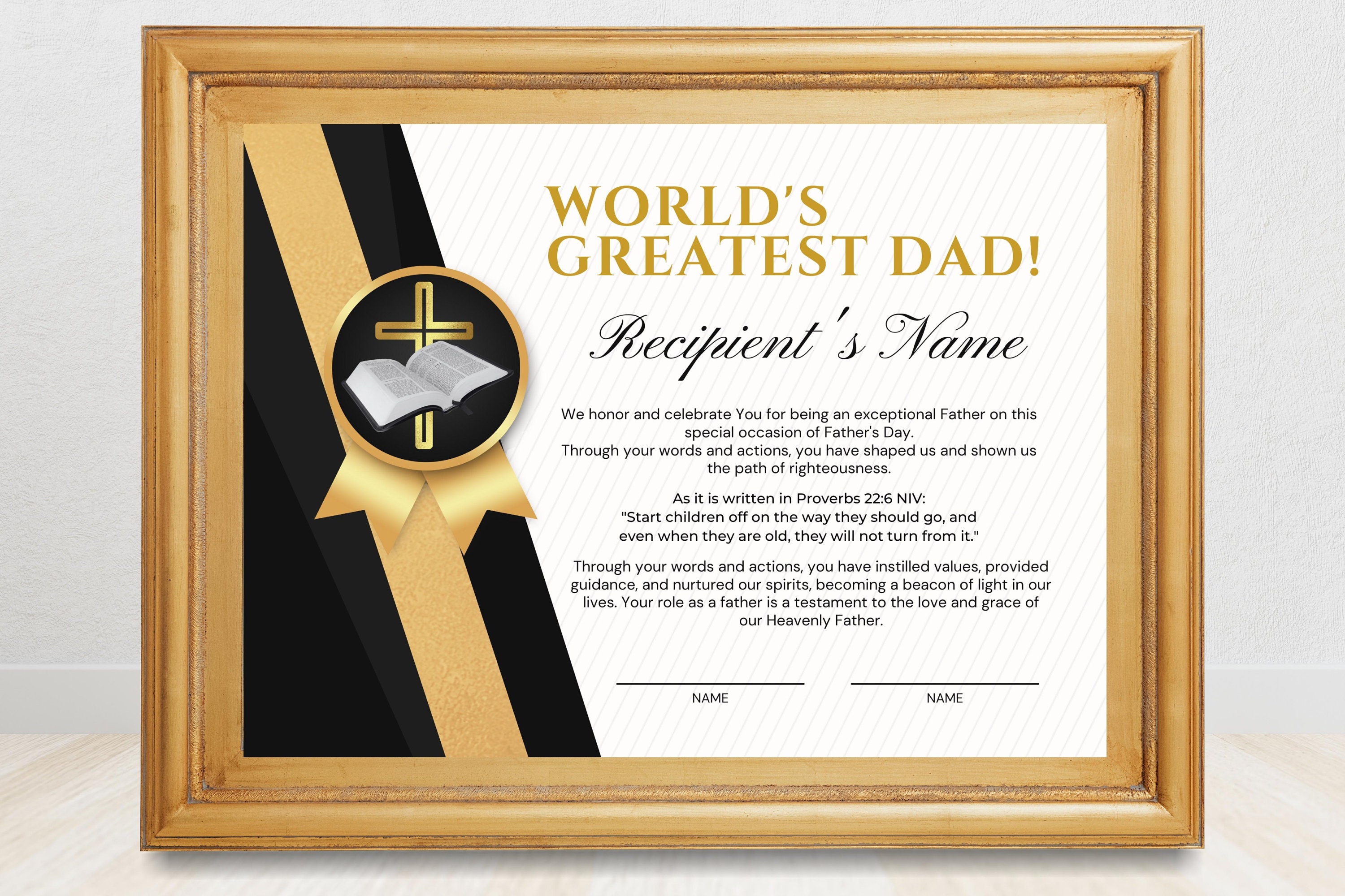 Religious Father's Day Certificate: Editable Canva Template (digital ...