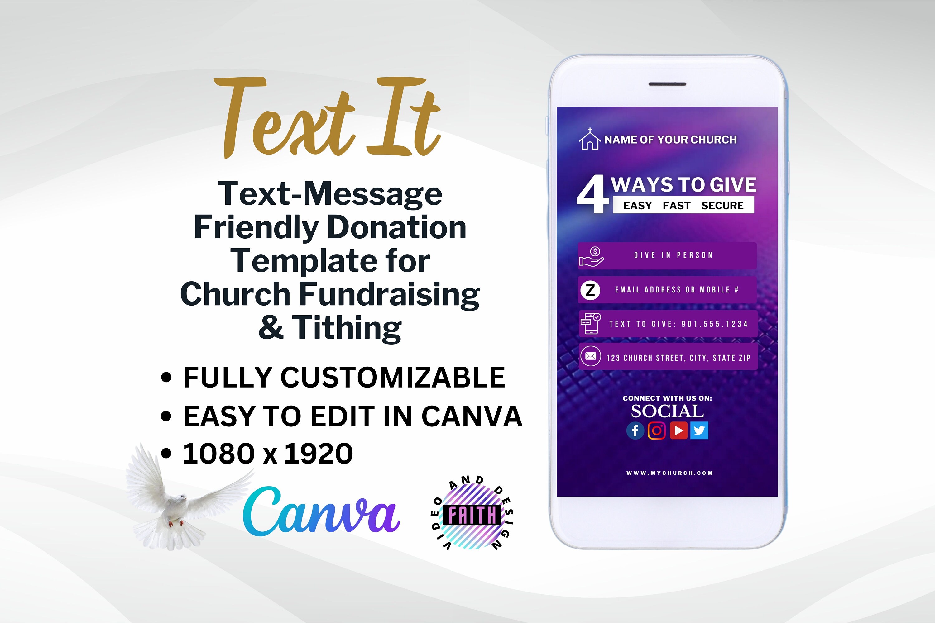 Editable Church Offering Motion Graphic 5-minute Loopable Giving Guide ...
