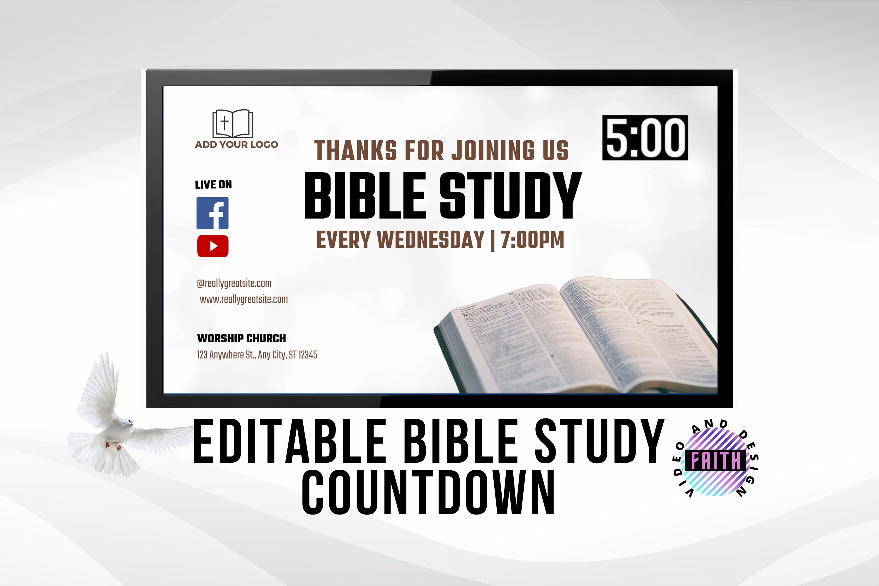 Editable Bible Study Countdown Intro for Livestreams & Church Services ...