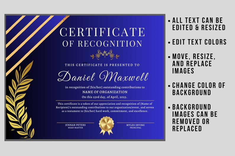 Elegant Certificate of Recognition for Honoring Achievements and ...