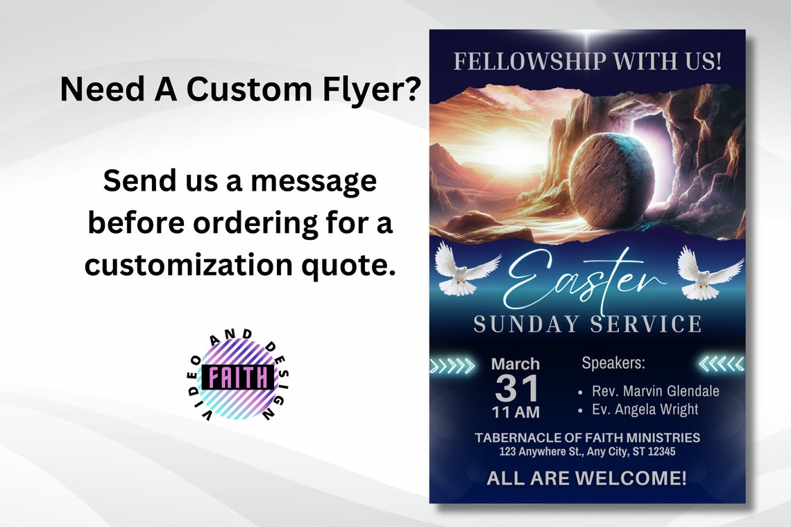 Editable Easter Service Flyer Template, Customizable Church Flyer ...