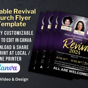 Editable Church Revival Flyer Template: Canva Social Media Invitation ...