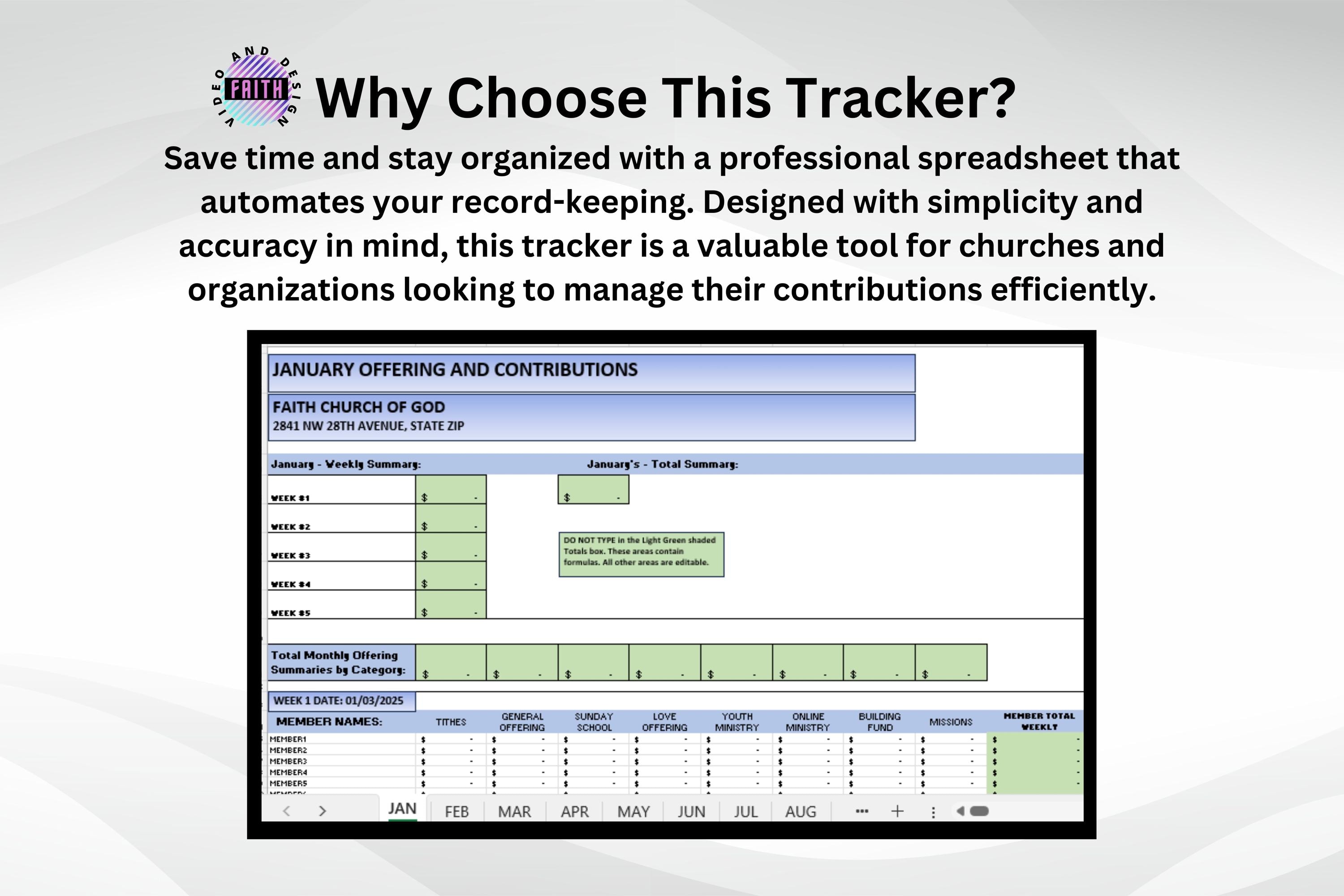 Church Bookkeeping Spreadsheet | Editable Church Financial Management ...