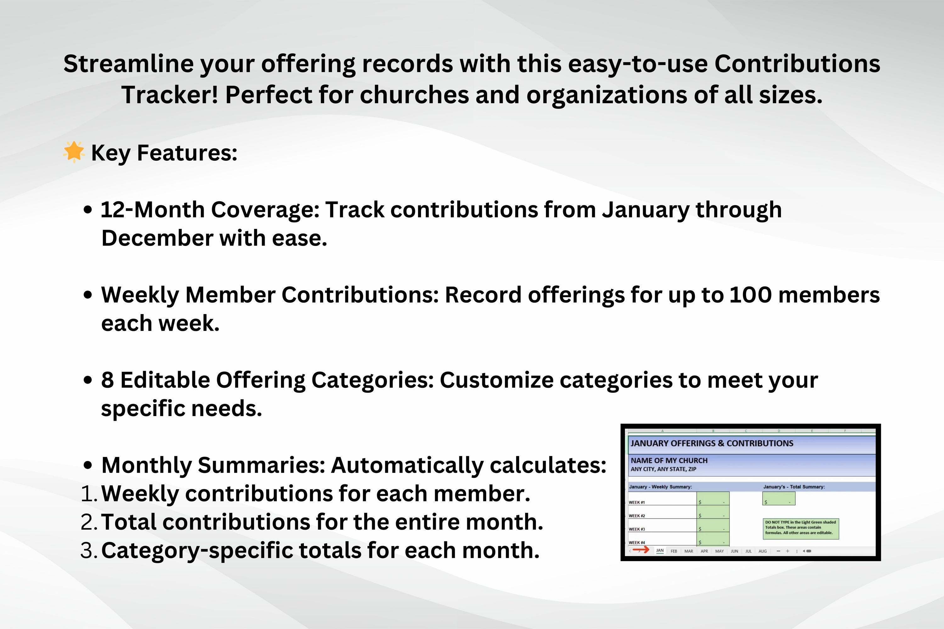 Church Bookkeeping Spreadsheet | Editable Church Financial Management ...