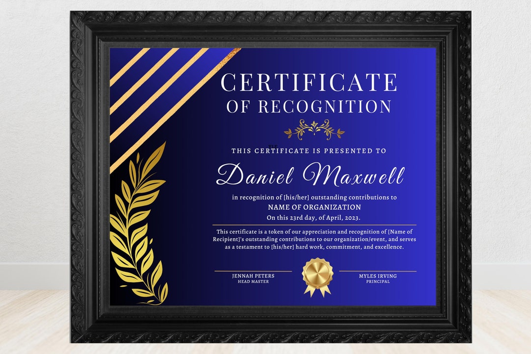 Elegant Certificate of Recognition for Honoring Achievements and ...