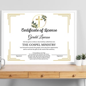 Editable Minister License Certificate: Church Ordination Template ...