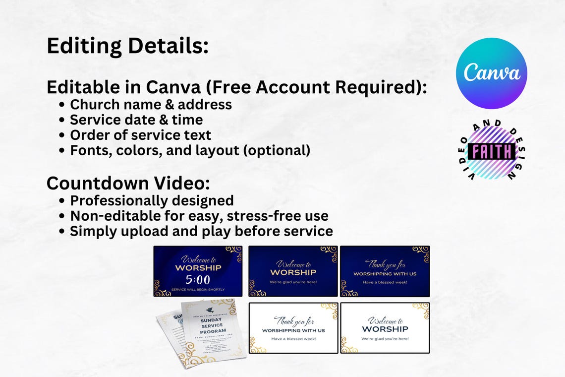 Sunday Service Starter Kit – Program, Welcome Slides & Countdown Video ...