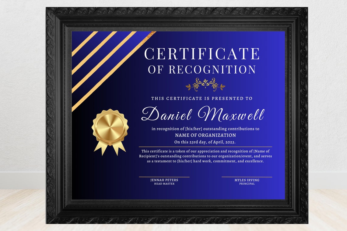 Elegant Certificate of Recognition for Honoring Achievements and ...