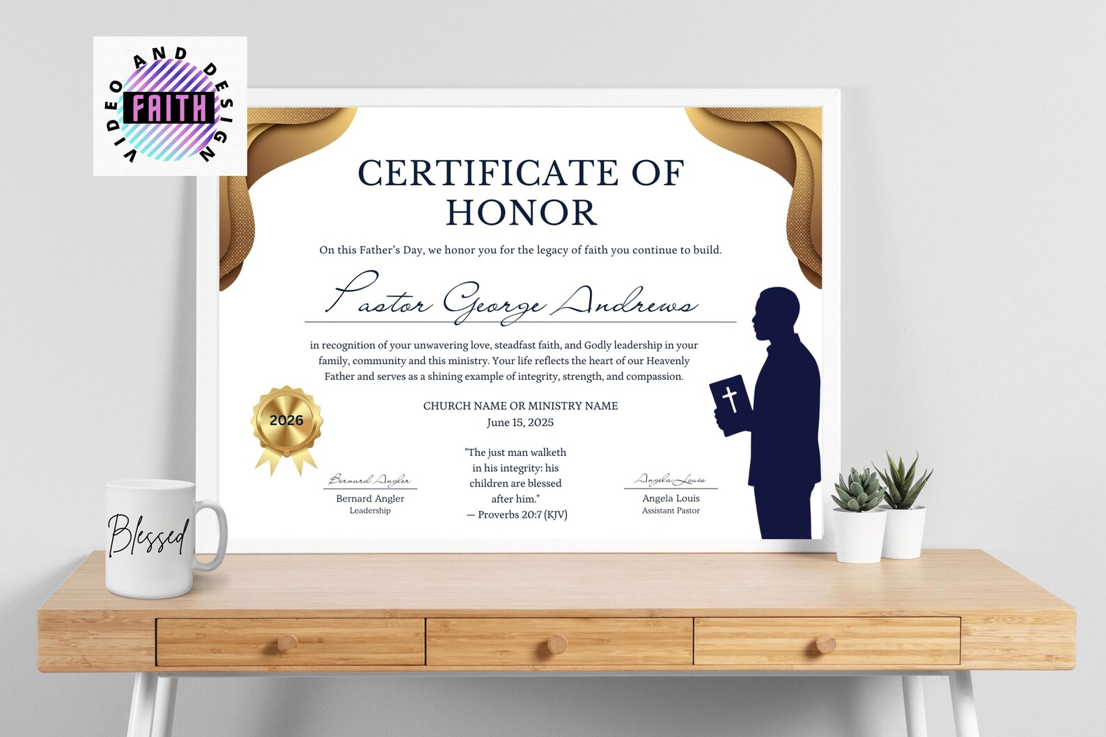 Father's Day Church Certificate: Pastor Appreciation Gift (canva ...