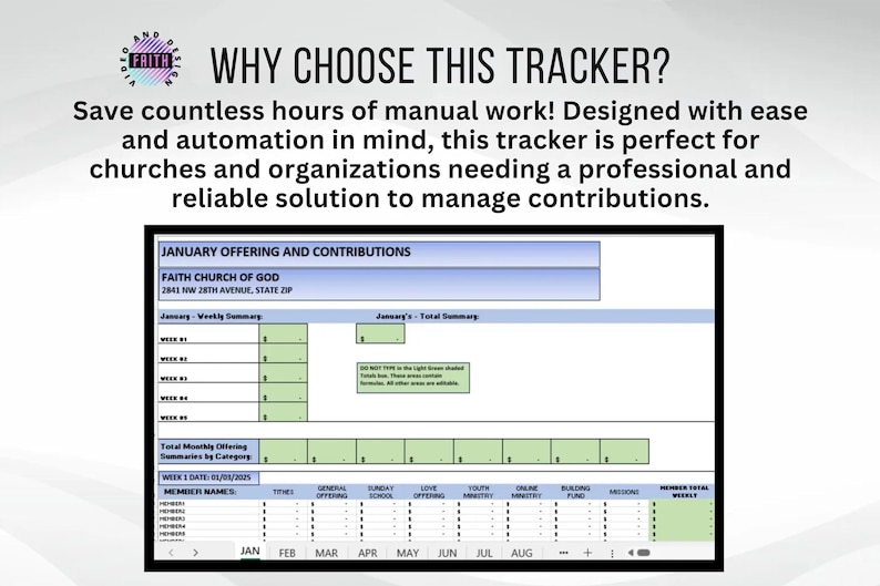 Church Bookkeeping System | Excel Spreadsheet Bundle: Financial ...
