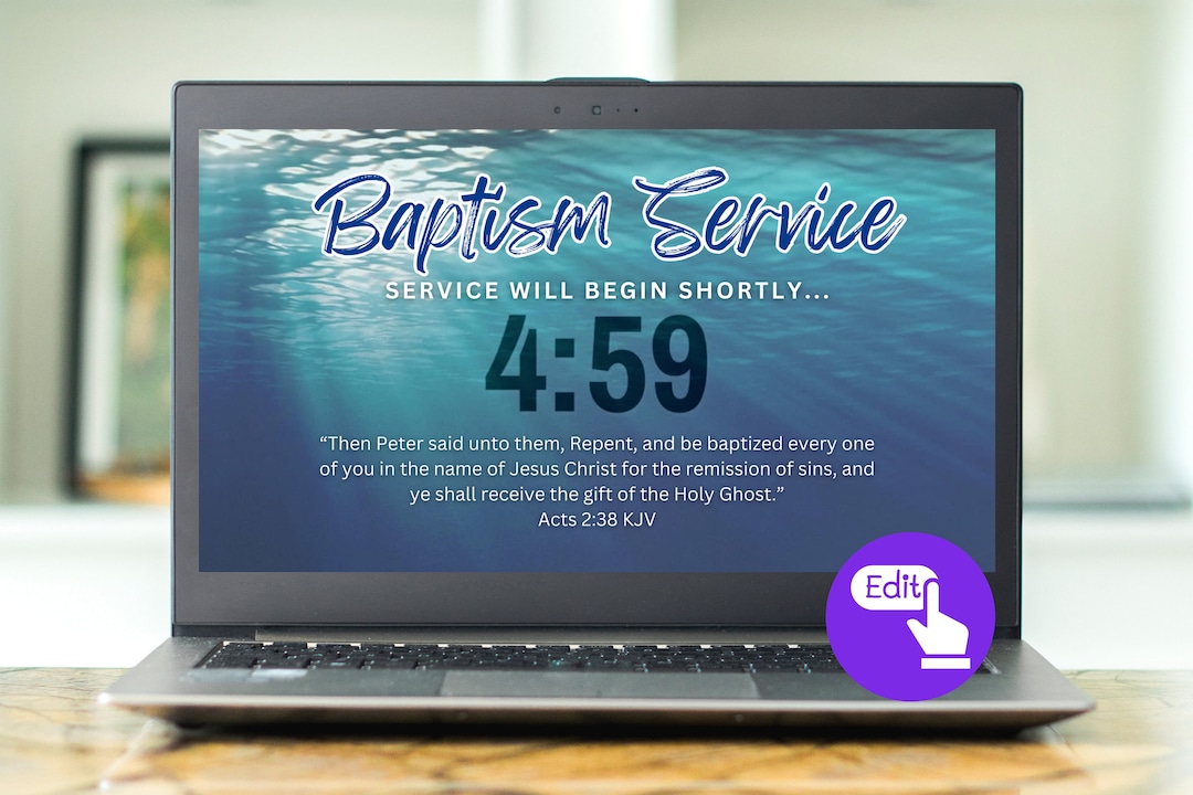 Editable 5-minute Baptism Service Countdown Video With Music | Customizable Countdown for Church ...