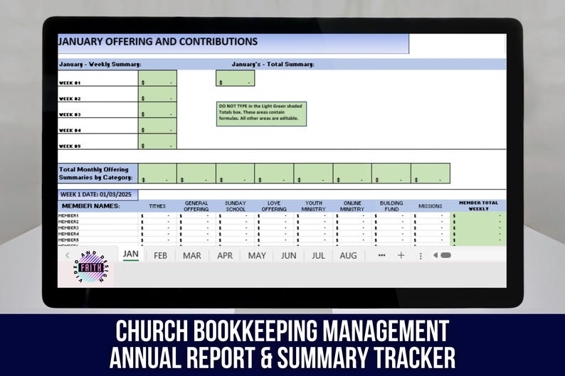 Church Bookkeeping Spreadsheet | Editable Church Financial Management ...