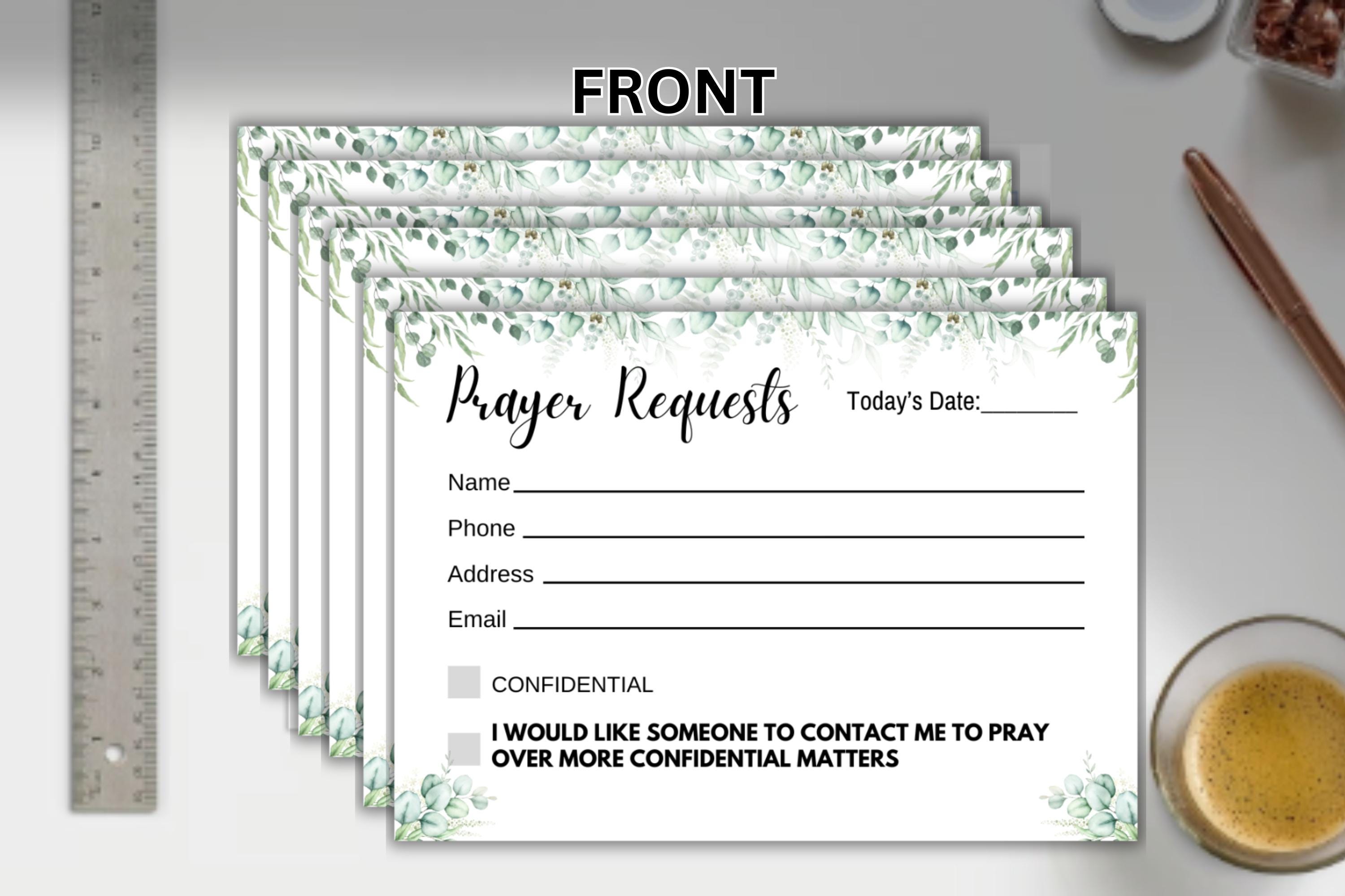 Printable Church Prayer Request Card: Greenery Design (digital Download ...