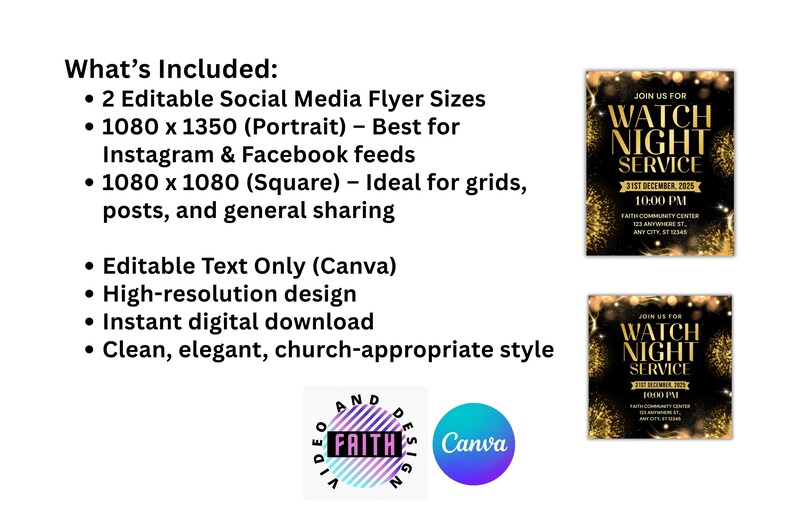 Watch Night Service Flyer Template | New Year’s Eve Church Flyer ...