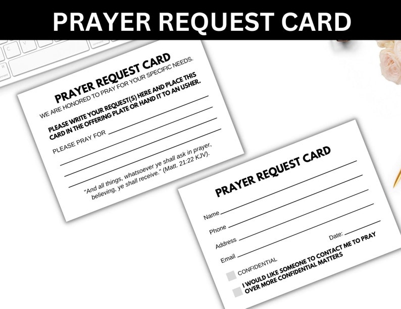 Church Prayer Request Card Template: Editable Canva Design (3.5”x2.5 ...