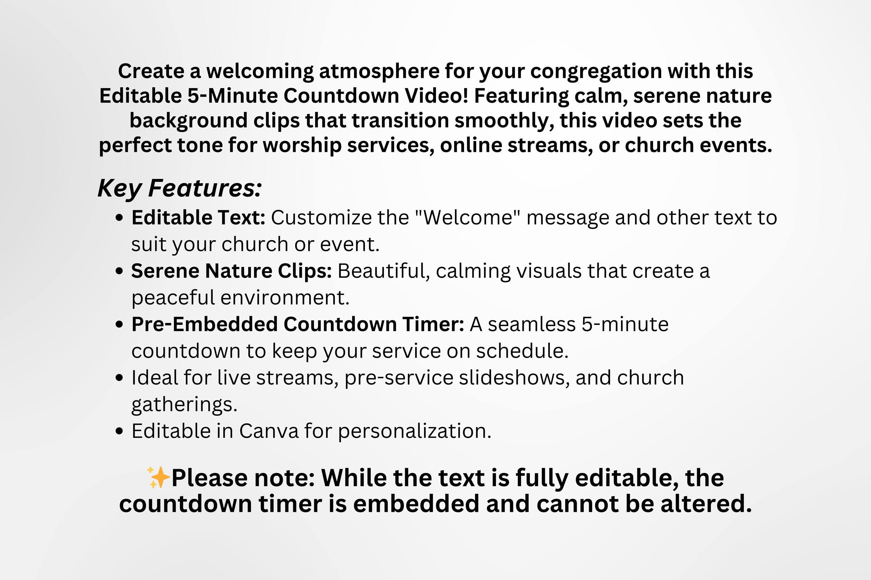 Editable 5-minute Church Countdown Video | Serene Nature Background ...