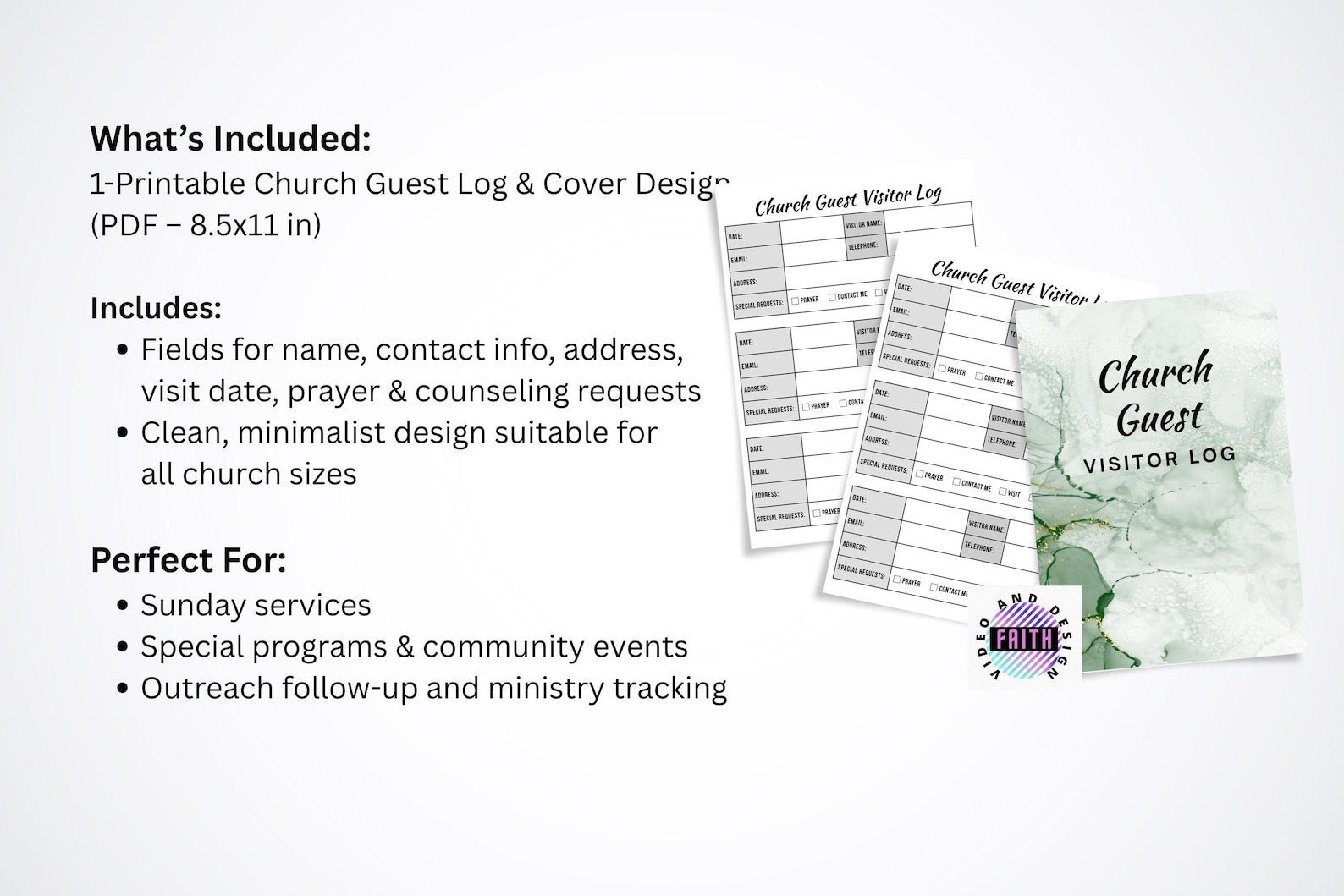 Printable Church Visitor Log: Guest Contact Form (PDF Download) - Etsy