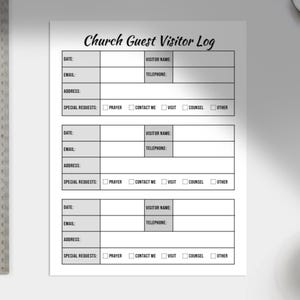 Printable Church Visitor Log: Guest Contact Form (PDF Download) - Etsy