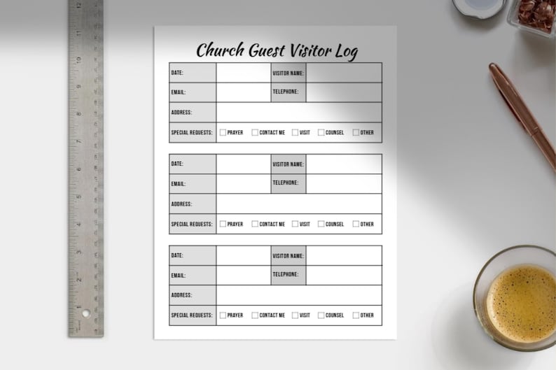 Printable Church Visitor Log: Guest Contact Form (PDF Download) - Etsy
