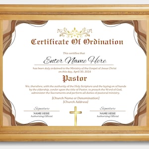 Editable Certificate of Ordination Template (digital Download) - Etsy