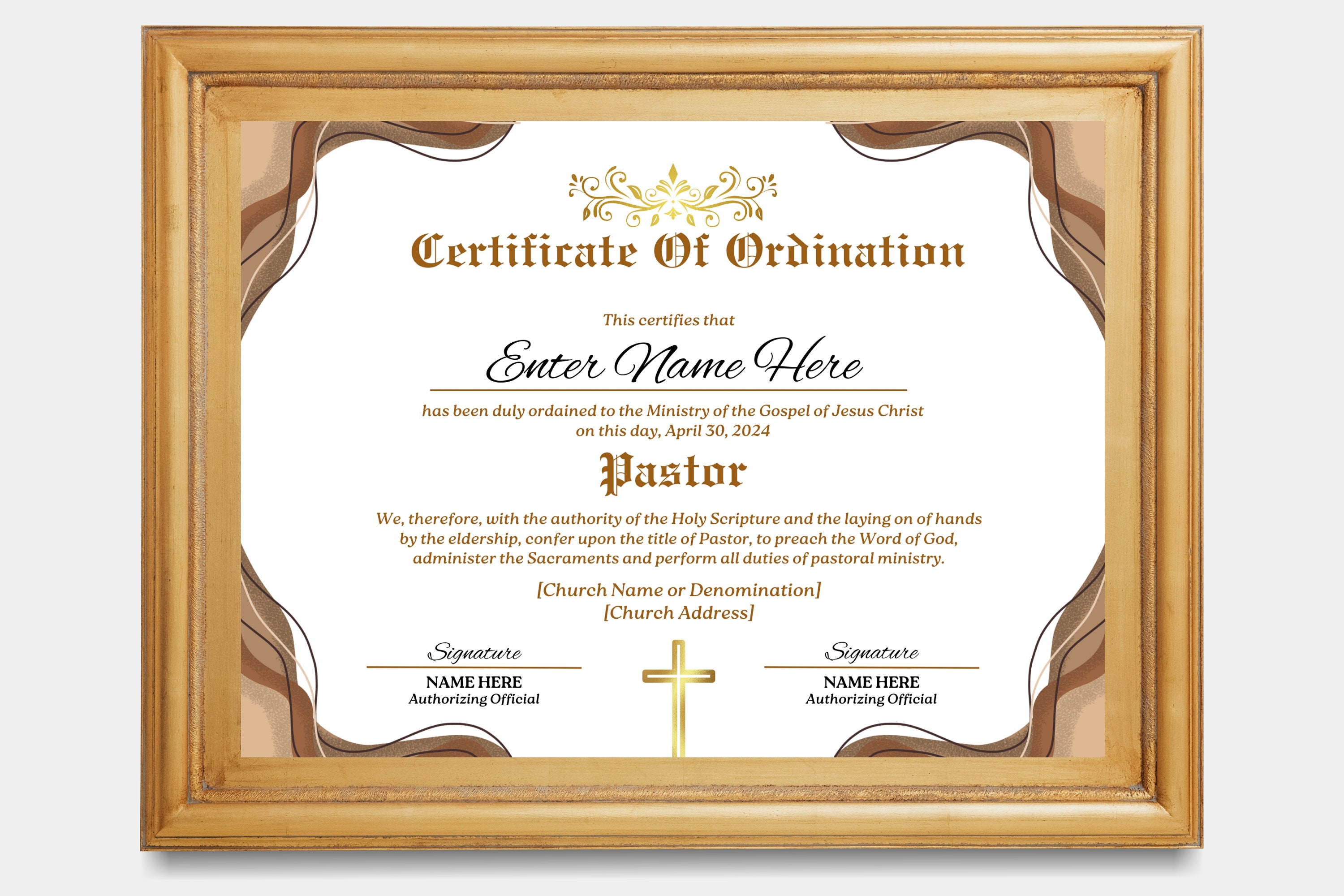 Editable Pastoral Certificate of Ordination, Bishops, Prophets, Elders ...