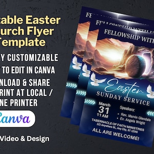 Editable Easter Service Flyer Template, Customizable Church Flyer ...